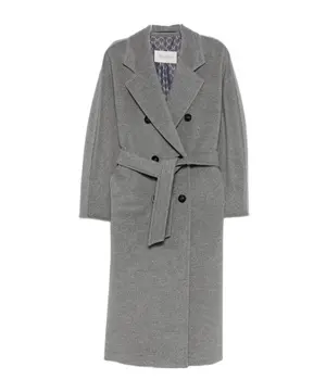 Max Mara Belted Long Sleeved Coat - Gray