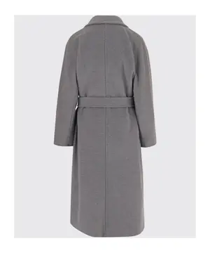 Max Mara Belted Long Sleeved Coat - Gray