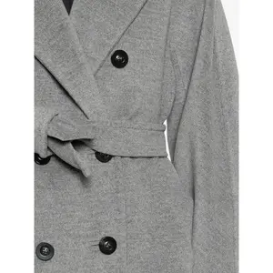 Max Mara Belted Long Sleeved Coat - Gray