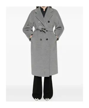 Max Mara Belted Long Sleeved Coat - Gray