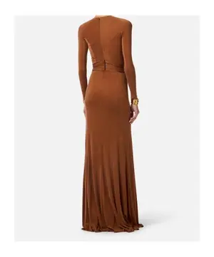 Elisabetta Franchi Pleated Belted Maxi Dress