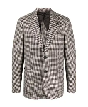 LARDINI Houndstooth-pattern Wool Blazer