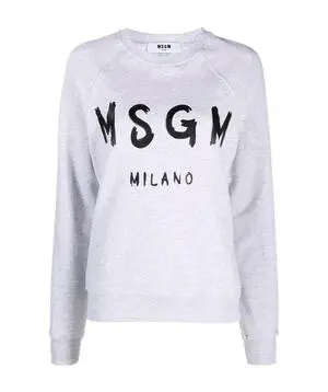 MSGM Logo Print Crewneck Sweatshirt - White
