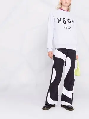 MSGM Logo Print Crewneck Sweatshirt