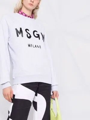 MSGM Logo Print Crewneck Sweatshirt