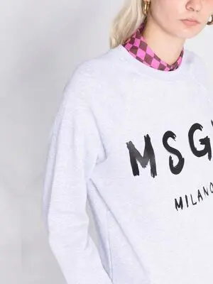 MSGM Logo Print Crewneck Sweatshirt