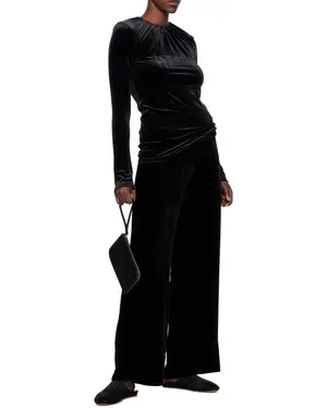 TOTEME Gathered-neck Velvet Top