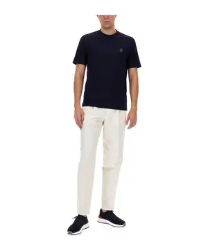 Brunello Cucinelli Logo Printed Crewneck T-shirt - Blue