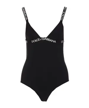 Dolce & Gabbana Logo Band One Piece Swimsuit - Black