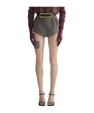 MUGLER Checked Pleated Tailored Shorts