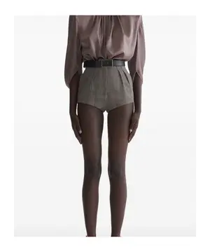 MUGLER Checked Pleated Tailored Shorts