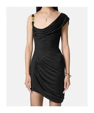 Versace Medusa-head Embellished Sleeveless Mini Dress - Black