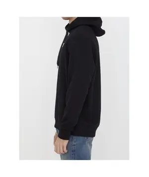 Burberry Logo Printed Drawstring Hoodie - Black