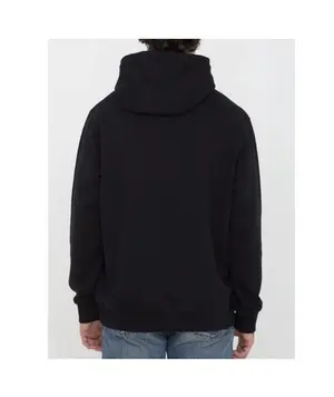Burberry Logo Printed Drawstring Hoodie - Black