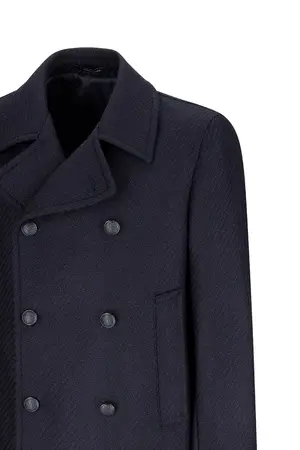 Tagliatore Double-breasted Herringbone Coat - Black