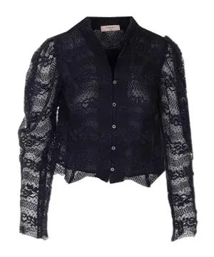 TWINSET Lace Sheer Long-sleeve Top