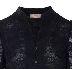 TWINSET Lace Sheer Long-sleeve Top