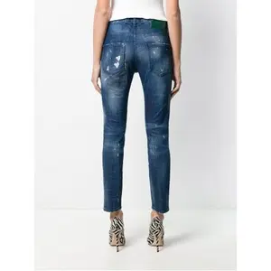 Dsquared2 Distressed Logo Detail Jeans - Blue
