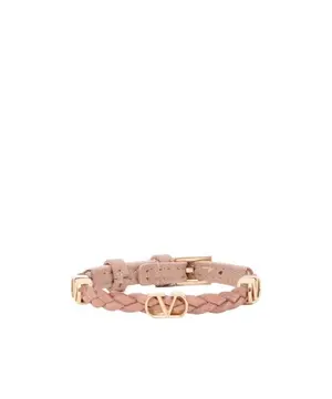 Valentino Garavani Vlogo Signature Braided Calfskin Bracelet - Rose Cannelle