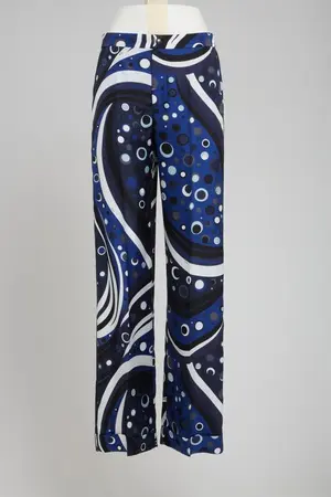 Emilio Pucci Fontane" Print Straight Leg Trousers - Black
