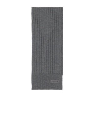 Gucci Knit Wool Scarf With Logo - Grey