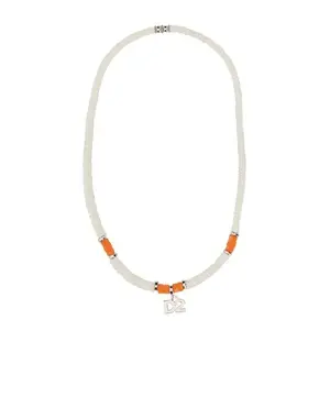 Dsquared2 Logo Charm Beaded Necklace - White