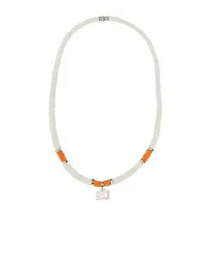 Dsquared2 Logo Charm Beaded Necklace - White