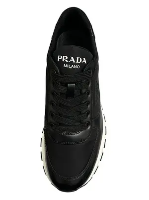 Prada Round Toe Lace-up Sneakers