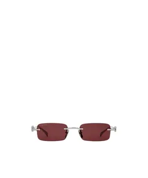 Gucci Rectangular Frame Rimless Sunglasses - Silver