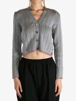 Thom Browne Rwb Jacquard Knitted Cardigan