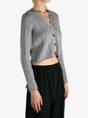 Thom Browne Rwb Jacquard Knitted Cardigan