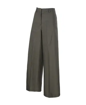 P.a.r.o.s.h Wide Leg Tailored Trousers With Belt Loops And Buckle Detail - No