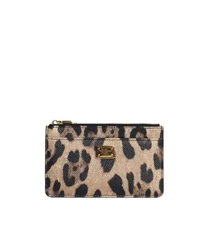 Dolce & Gabbana Leopard-print Plaque Wallet - Black