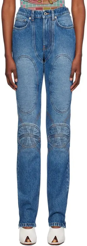 JEAN PAUL GAULTIER Lace-up Straight-leg Jeans - Blue