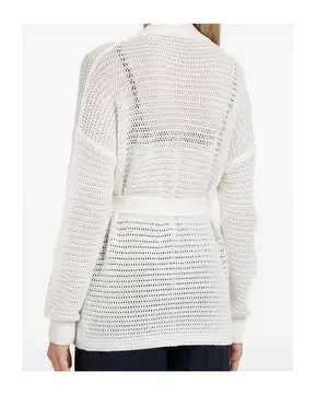 TWINSET Belted Embroidered Knit Cardigan