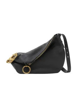 Burberry Medium Knight Ring Detailed Shoulder Bag - Black