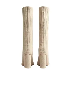 Bottega Veneta Ribbed Knit Sock Boots - Nude