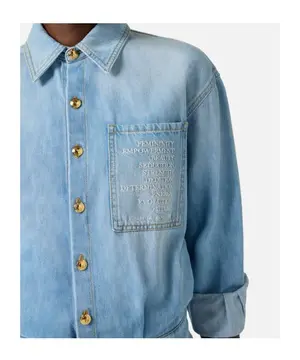 Elisabetta Franchi Lettering Denim Jumpsuit - Light Blue
