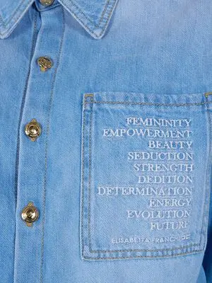 Elisabetta Franchi Lettering Denim Jumpsuit - Light Blue