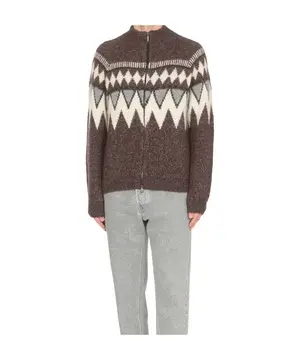 Peserico Jacquard Mock Neck Cardigan