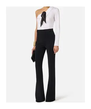 Elisabetta Franchi Logo Charm Flared Pants - Black