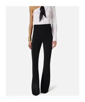 Elisabetta Franchi Logo Charm Flared Pants - Black