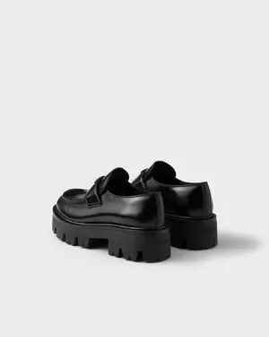 Prada Triangle-logo Slip-on Moccasins - Black