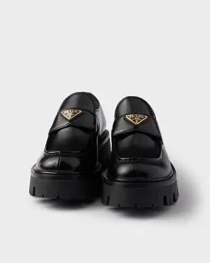 Prada Triangle-logo Slip-on Moccasins - Black