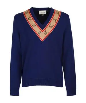 Gucci V-neck Pullover With Gg Detail