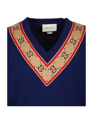 Gucci V-neck Pullover With Gg Detail