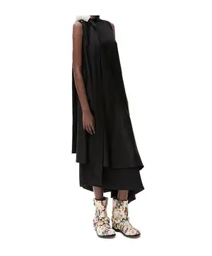 Loewe Sleeveless Silk Dress With Asymmetrical Silhouette And Ruffles