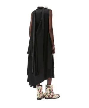 Loewe Sleeveless Silk Dress With Asymmetrical Silhouette And Ruffles
