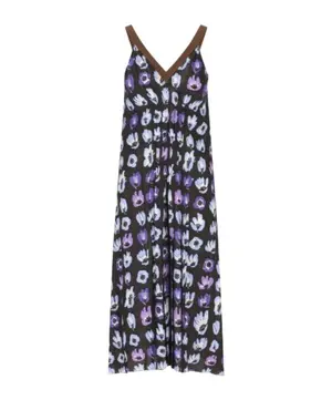 Prada Graphic Print V-neck Sleeveless Maxi Dress