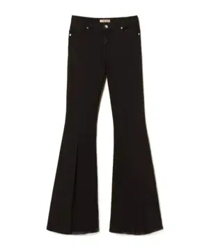 TWINSET Flared Leather Jeans - Black